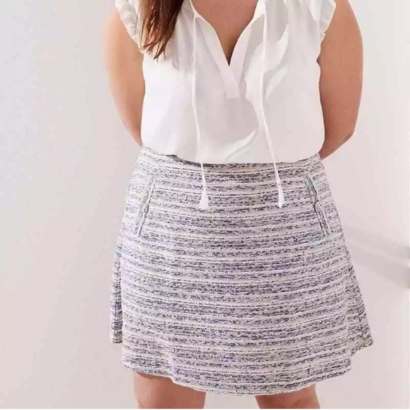 LOFT | Skirts | Anne Taylor Loft Blue White Tweed Skirt With Two ...